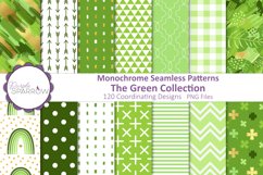 Monochrome Seamless Patterns | Green Collection