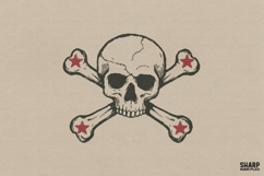 Vintage Skull And Crossbones Graphic, Red Star Bones Punk