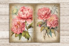 Peonies Junk Journal Paper | Flowers Journal Card
