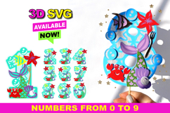 Mermaid 3D SVG Numbers | Tail Mermaid birthday SVG