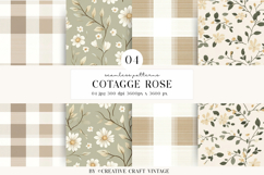 Cottage Rose Seamless Patterns, watercolor digital (6786303)