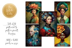World Women Art Postcard and Poster Print Set