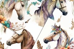Watercolored Boho Horses Illustrated 12 Variations (2318978)