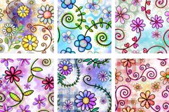 Seamless Watercolor Floral Collage Papers