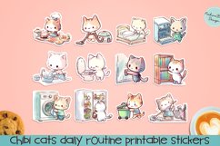 Chibi cats Daily routine BUNDLE stickers. PNG.
