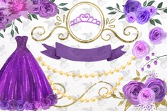 Purple Watercolor Princess Clipart