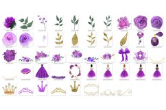 Purple Watercolor Princess Clipart