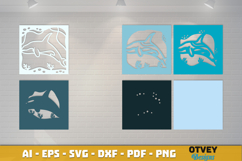 Dolphin in a seabed atmosphere 3D Layered Papercut (6774960)