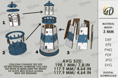 3D Sea Home Decor Laser Cut. Night Lamp. Lighthouse SVG