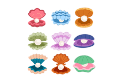 shell pearl set cartoon