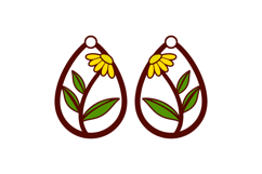 Spring Flower Earrings Laser Cut Template
