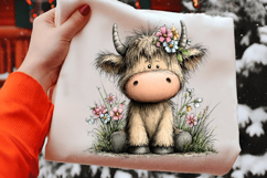 Sweet Easter Highland Cow in Spring Garden Style