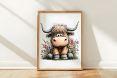 Sweet Easter Highland Cow in Spring Garden Style