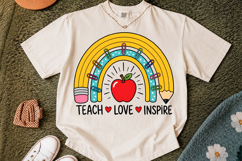 Teach Love Inspire PNG, Teacher Rainbow, Back to School
