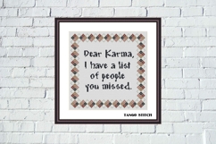 The list of people funny Karma cross stitch pattern