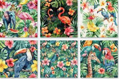 Tropical Watercolor Animals Digital Paper Bundle