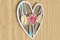 Spring Laser Cut File - Layered Heart With Tulips