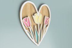 Spring Laser Cut File - Layered Heart With Tulips