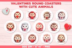 Valentines Round Coasters with Cute Animals and (2932014)