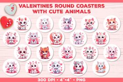 Valentines Round Coasters with Cute Animals and (2932014)
