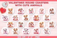 Valentines Round Coasters with Cute Animals and (2932014)