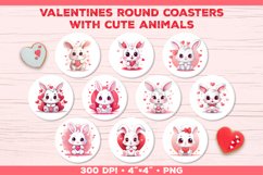 Valentines Round Coasters with Cute Animals and (2932014)