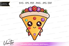 Cute pizza slice with flower crown