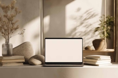 MacBook mockup in the living room (6503462)