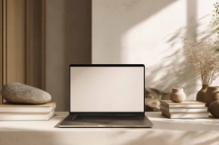 laptop MacBook mockup in the living room