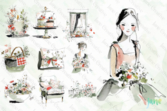 Vintage Garden Girl PNG Clipart Bundle