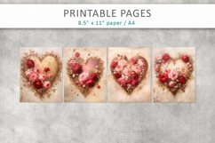 Vintage heart junk journal pages, printable paper