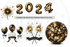 Watercolor Black & Gold New Year Clipart Bundle