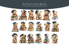 36 Watercolor Graduation Bear Clipart
