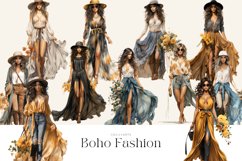 Watercolor Boho Fashion Clipart Bundle