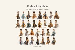Watercolor Boho Fashion Clipart Bundle