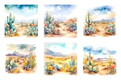 12 Watercolor Desert Scene Backgrounds, Scrapbook papers