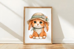 Watercolor Easter Cat With Bunny Ears Clipart