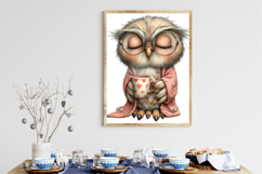 Watercolor Of Sleepy Owl Clipart