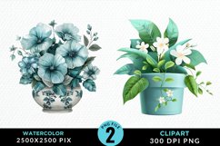 Watercolor Potted Plants Clipart Bundle