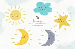 Cute Moon, Cloud, Star, Clipart, Baby Nursery Design cp125