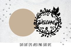 Welcome Round Sign SVG| Floral Frame SVG|Door Sign Laser Cut