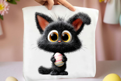 Whimsical Easter Black Cat Clipart