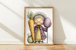 Whimsical Easter Old Lady Clipart