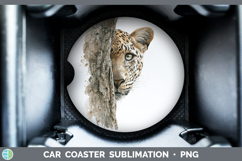 Leopard Wild Cats Tree Peek Car Coaster Sublimation Design