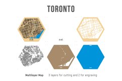 Laser Cut Toronto Map, Hexagon Map