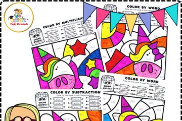 Unicorn Math Coloring Page