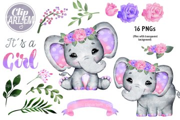 Girl Elephant Baby Shower Clip Art Girl Elephant With Crown, Pink