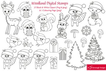 Christmas Woodland Animals Coloring Pages