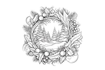 christmas wreath coloring pages