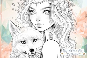 coloring pages fox girl
